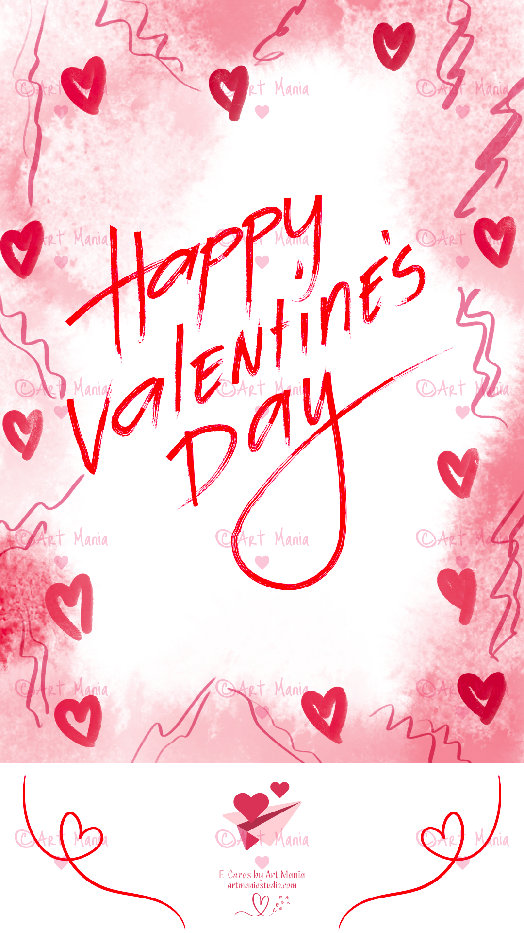Happy Valentines day. Pink E-Card – Art Mania Studio